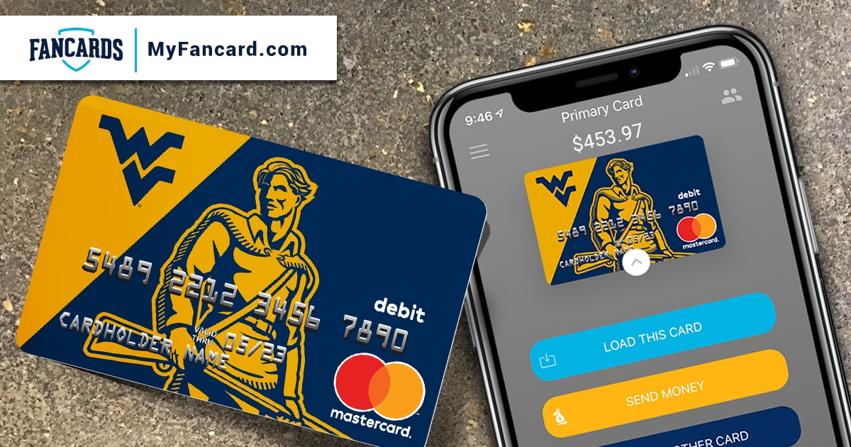West Virginia Mountaineers Fancard Prepaid Mastercard® | myFancard.com